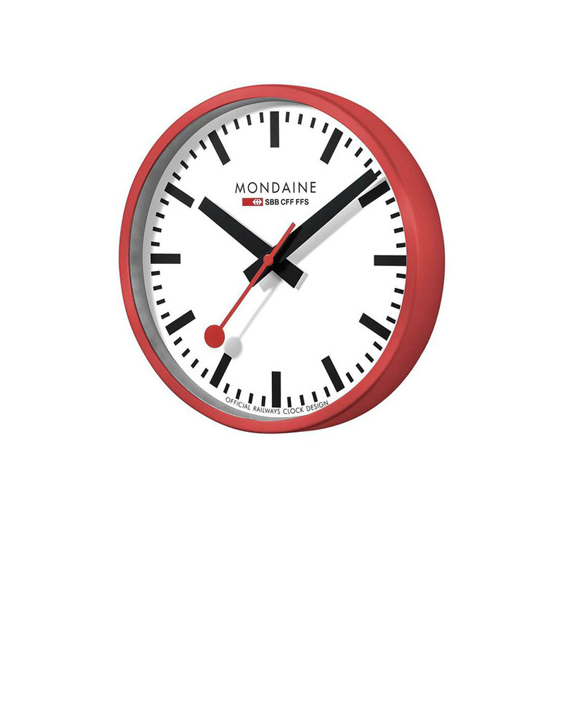 Original Schweizer Bahnhofsuhr rot Mondaine a990.clock.11sbc