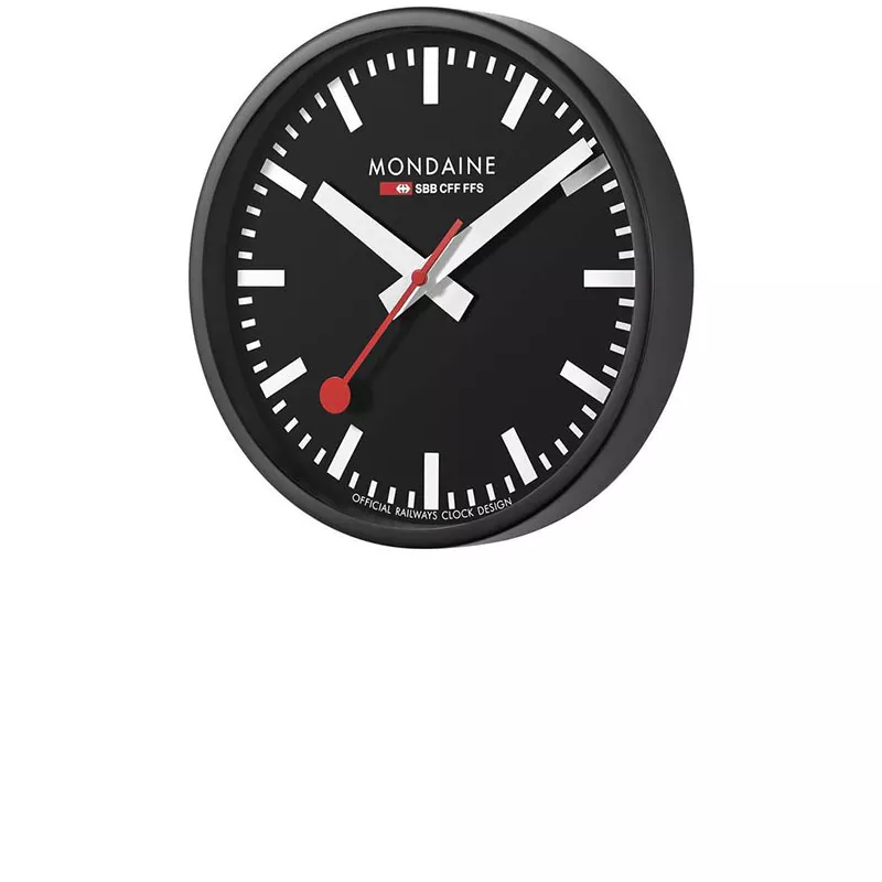 SBB Mondaine Wanduhr in schwarz - black is beautiful